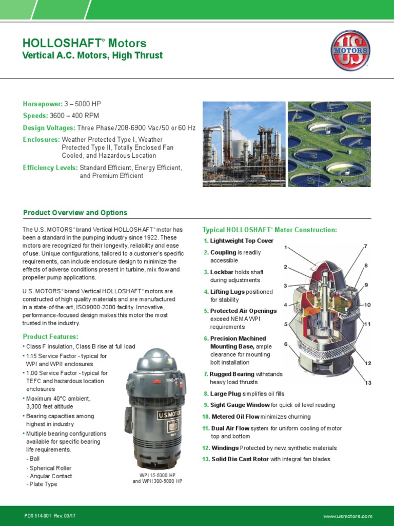 Ficha Técnica Motor Vertical | PDF | Electric Motor | Horsepower