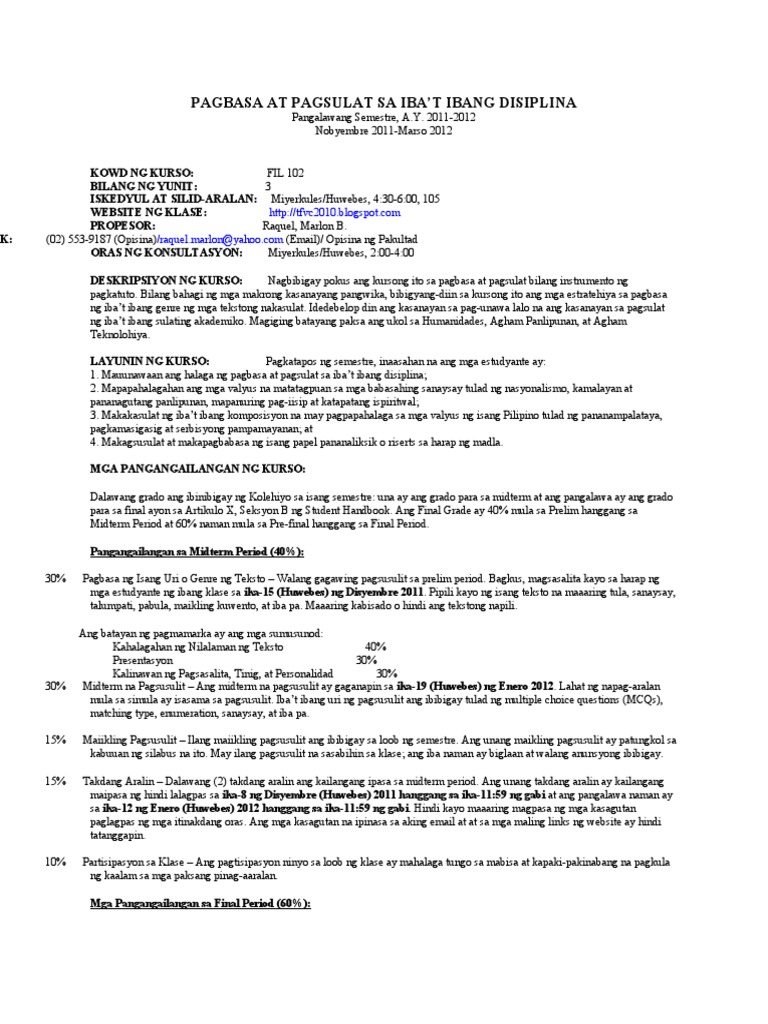 Pagbasa at Pagsulat Sa Iba | PDF