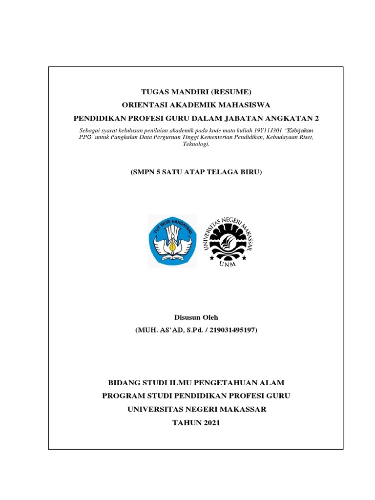 Resume Orientasi Akademik PPG 2021 | PDF