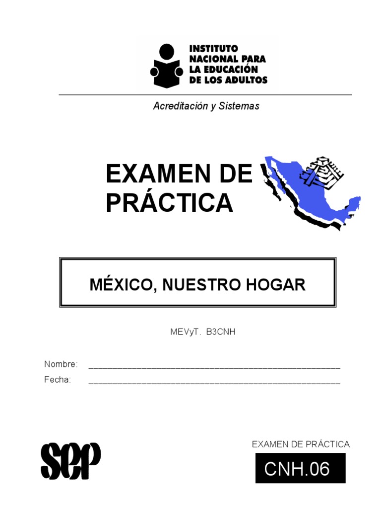 Examen de Práctica México, Nuestro Hogar | PDF