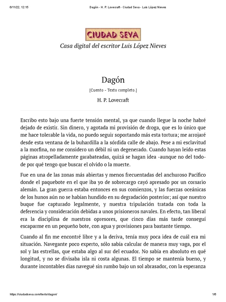 Dagón - H. P. Lovecraft | PDF
