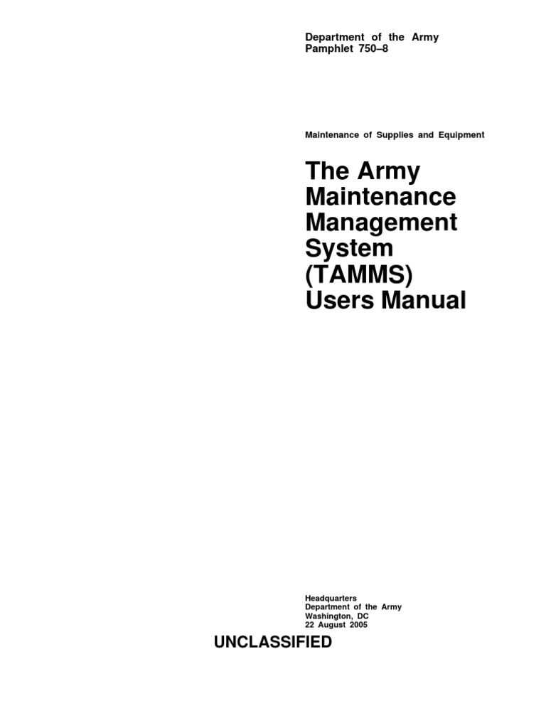 DA Pam - 750-8 (TAMMS) | PDF