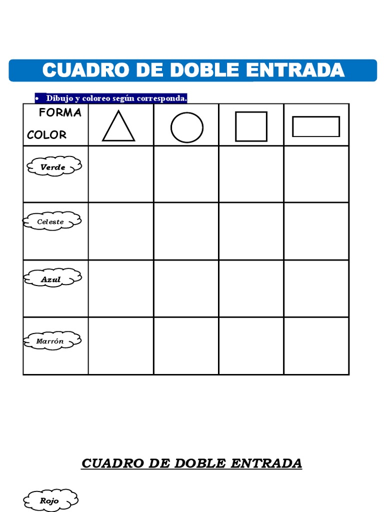 Cuadro de Doble Entrada para Ninos de Cinco Anos | PDF | Métodos y ...