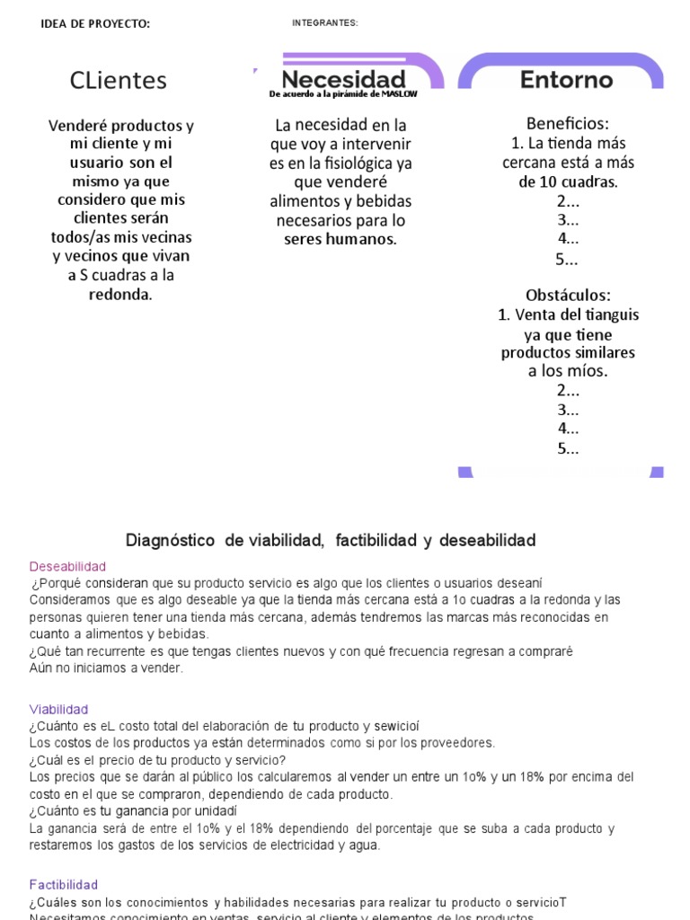 Ejemplo de Idea de Proyecto | PDF | Cliente | Economias