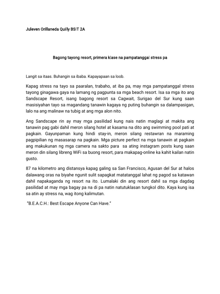 Tanging Lathalain Example | PDF