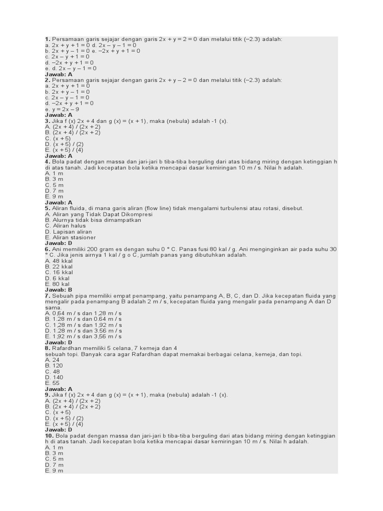 Soal Matematika Kls 11 | PDF