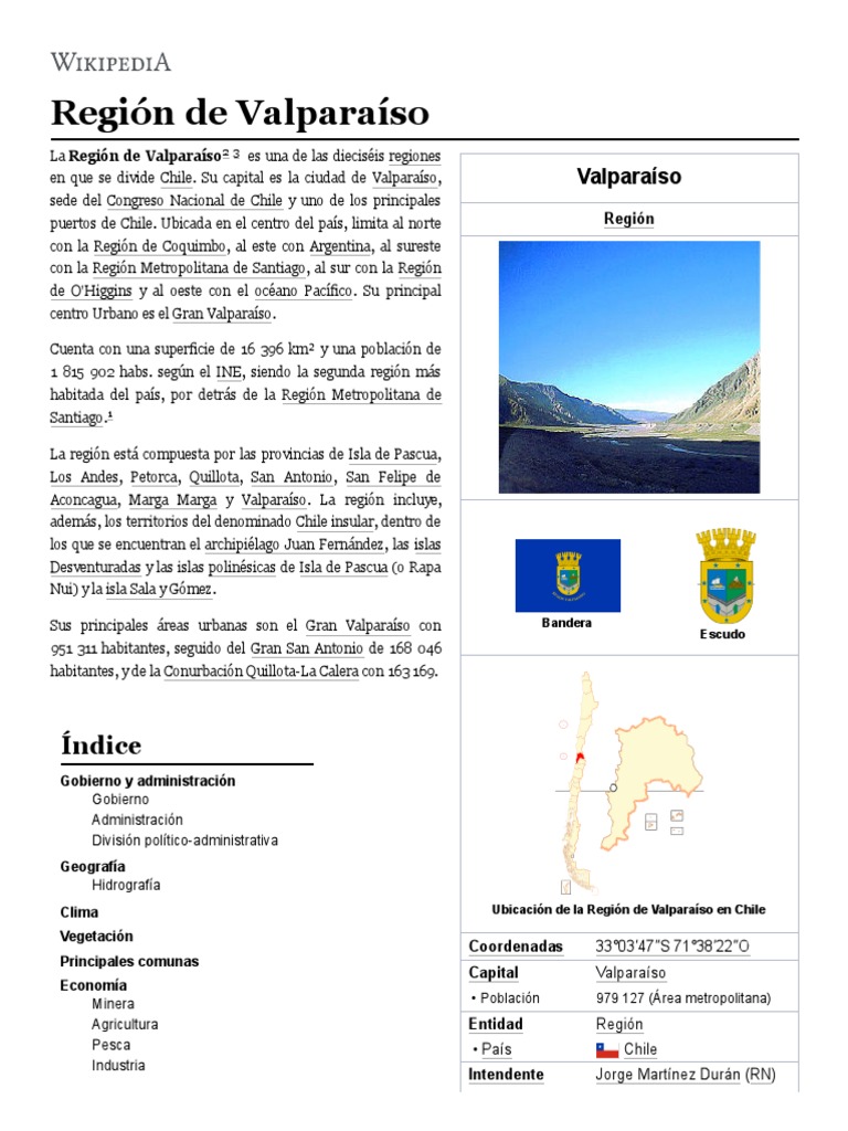 Región de Valparaíso - Wikipedia, La Enciclopedia Libre | PDF ...