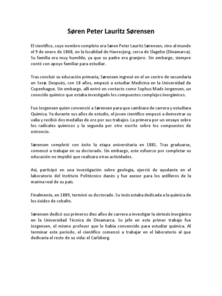 Søren Peter Lauritz Sørensen | PDF | Ph | Química