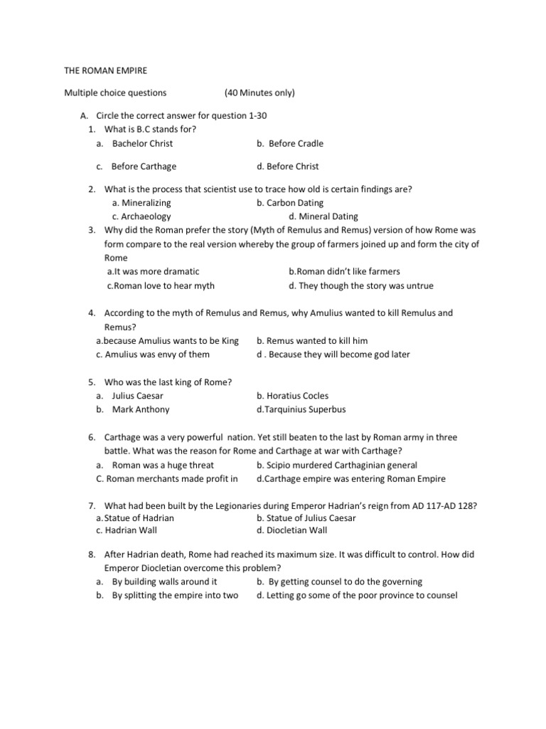 Roman Empire Study Guide for 7th Grade | PDF | Travel | Art