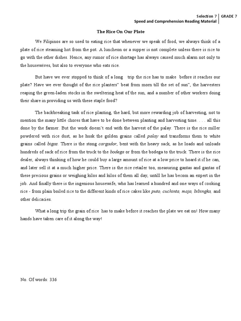 7 The Rice On Our Plate | PDF | Rice | Staple Foods