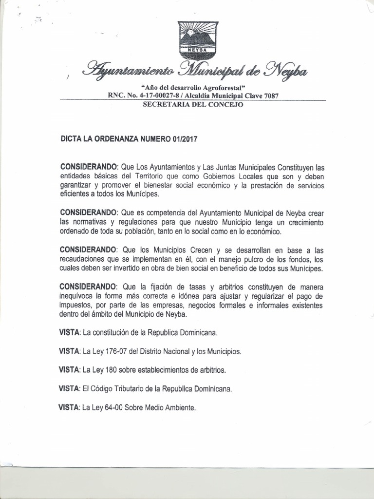 Ayuntamiento Municipal de Neyba | PDF