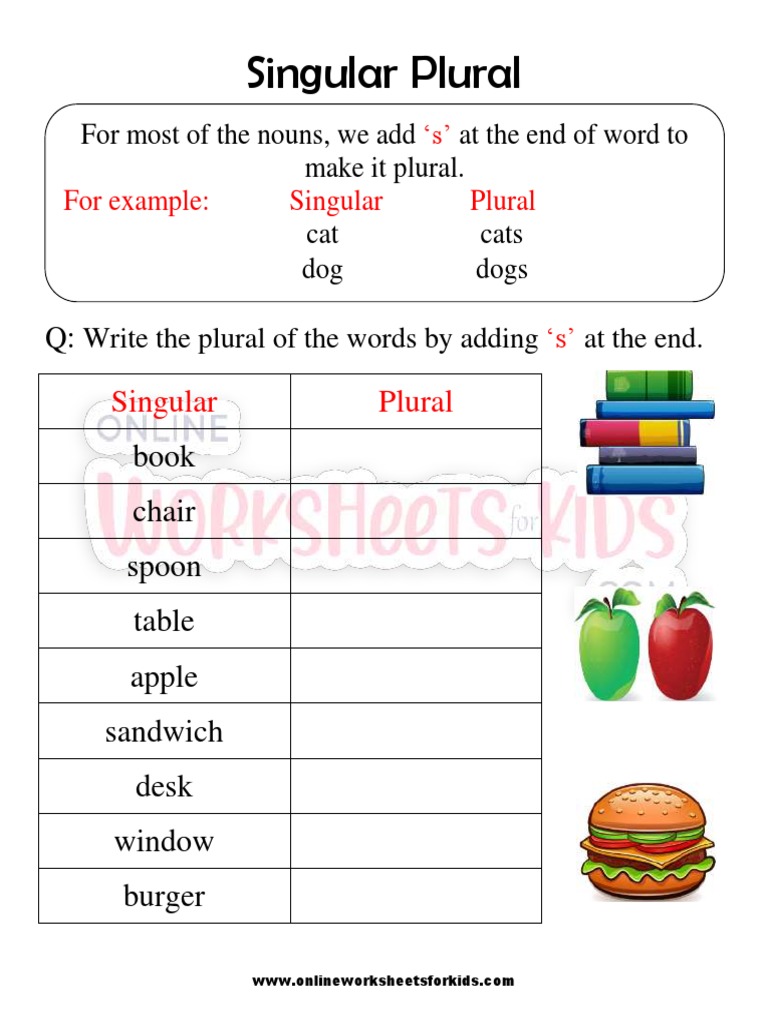 Plurals Worksheets 1st Grade 1 | PDF