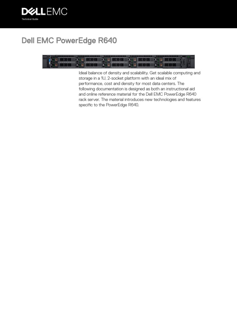 PowerEdge R640 Technical Guide | PDF | Microcontroller | Solid State Drive