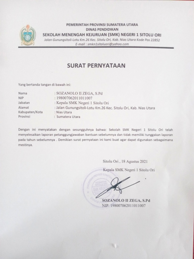 15.16 Surat Pernyataan Dan Ceklis | PDF