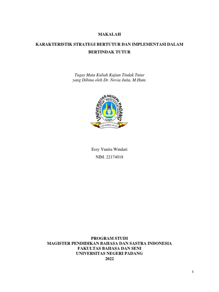 Essy Yunita Windari - Makalah Strategi Bertutur | PDF | Karier & Perkembangan