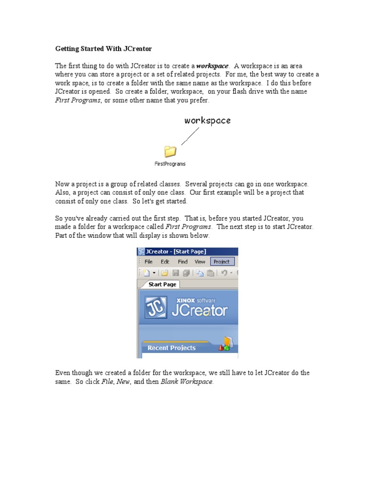 Getting Started With Jcreator: First Programs, or Some Other Name That ...