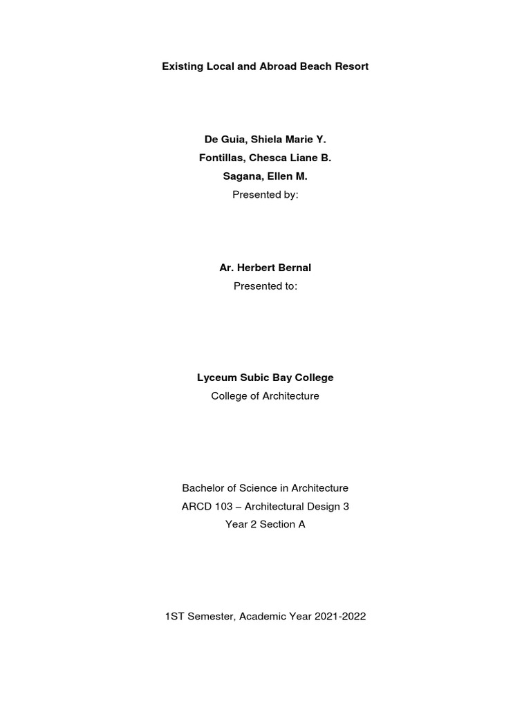 Existing Local and Abroad Beach Resort | PDF | Resort | Hotel