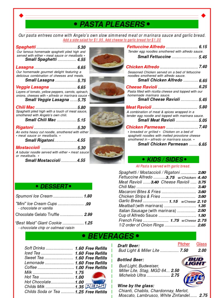 Angelos Menu 2011 Legal Opt | PDF | Sausage | French Fries