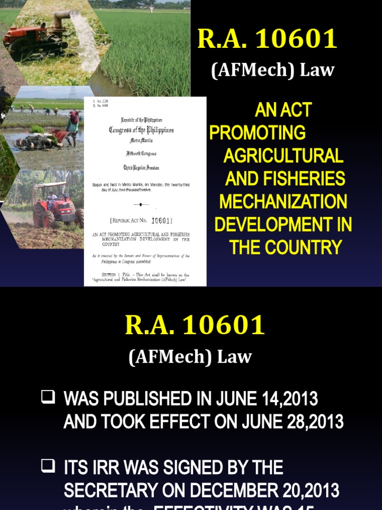 Pres Mat RA 10601 | PDF | Mechanization | Economies