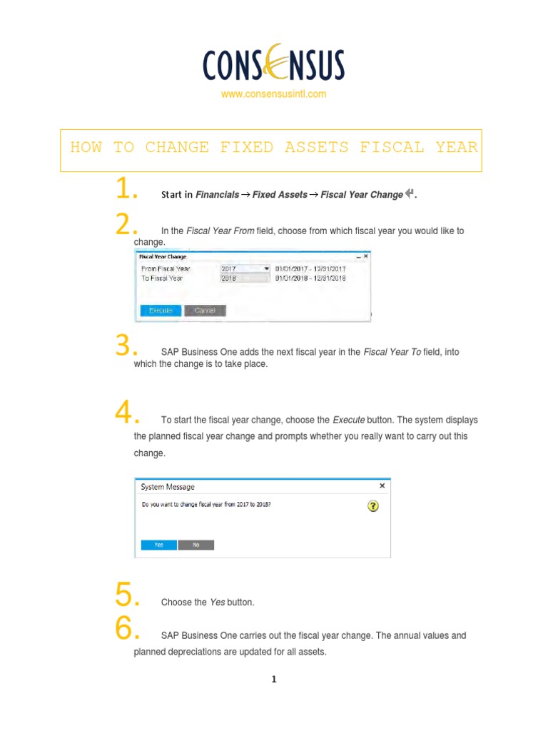 How To Change Fixed Assets Fiscal Year | PDF