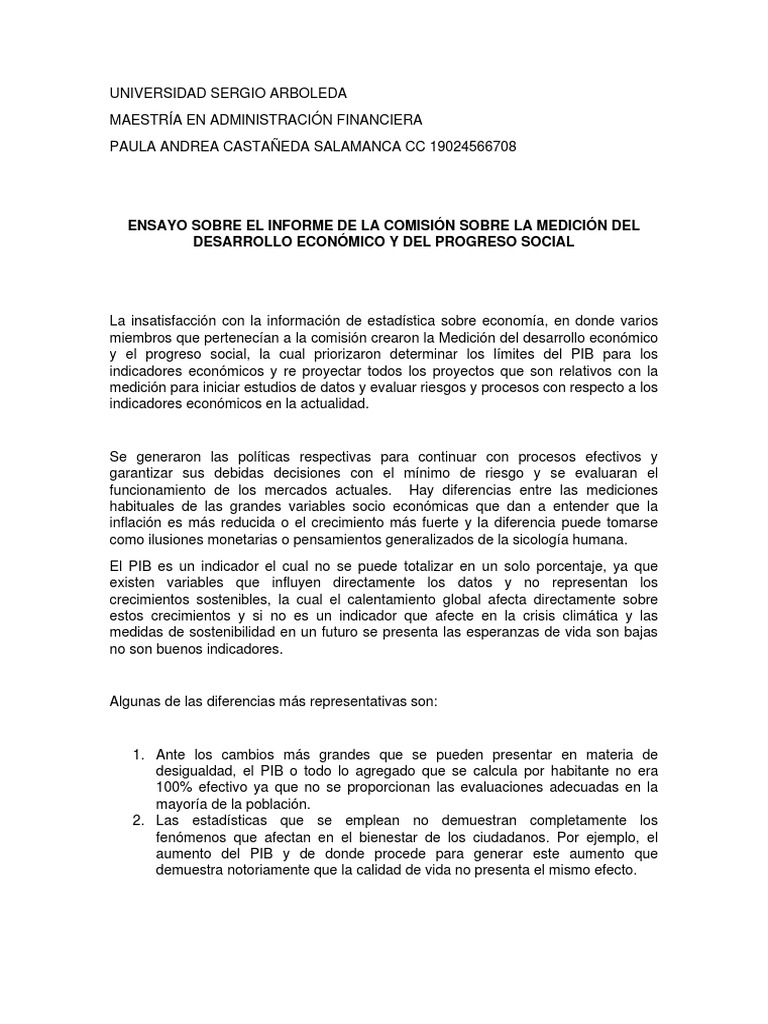 Ensayo Paula Castañeda | PDF | Sociedad | Producto Interno Bruto