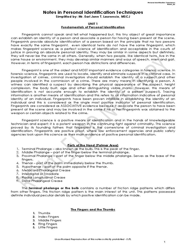 Fingerprint Identification Techniques Explained | PDF | Fingerprint ...