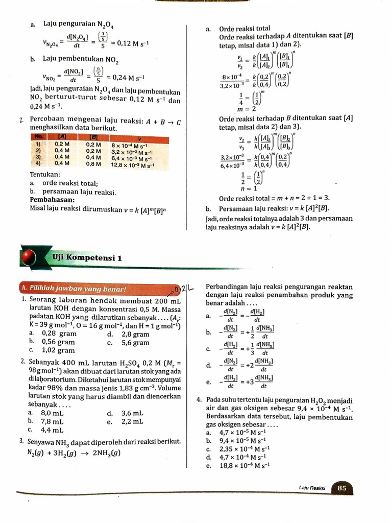 Soal Laju Reaksi | PDF