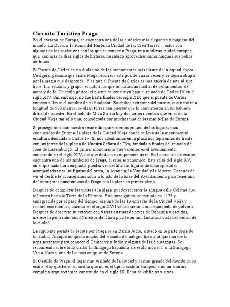 Plano Turístico de Praga en PDF | PDF | Praga