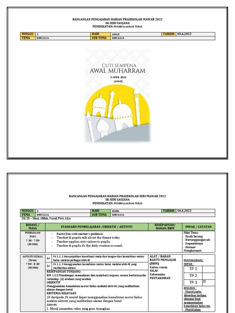 e-RPH Prasekolah 2022 M3 | PDF
