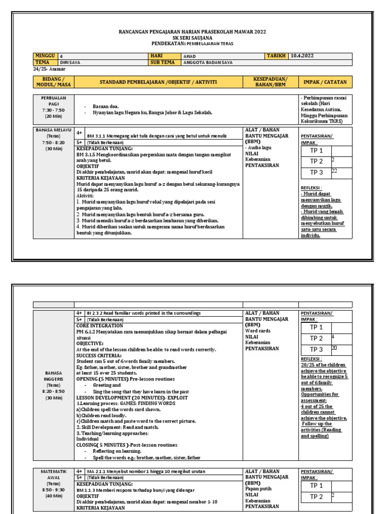e-RPH Prasekolah 2022 M4 | PDF