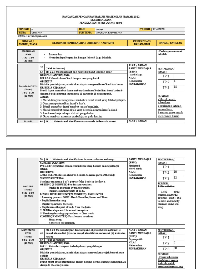 e-RPH Prasekolah 2022 M5 | PDF
