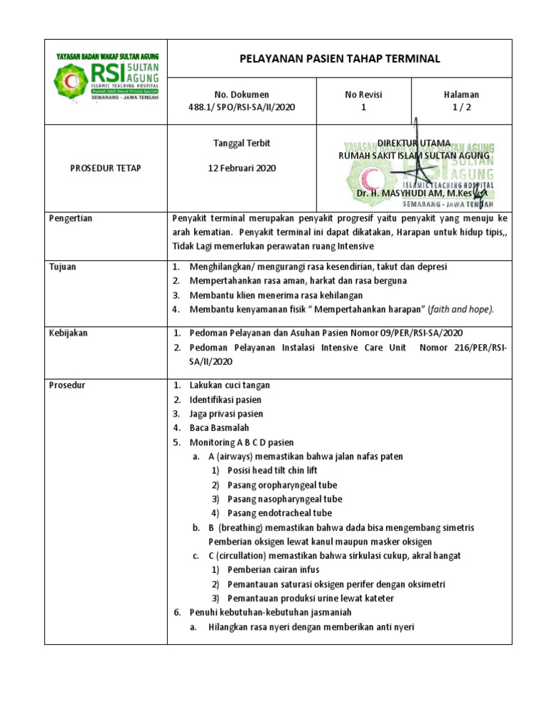 Sop Pasien Tahap Terminal | PDF