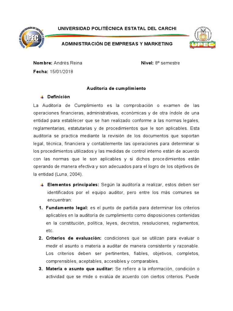 Auditoría de Cumplimiento | PDF | Auditoría | Contralor