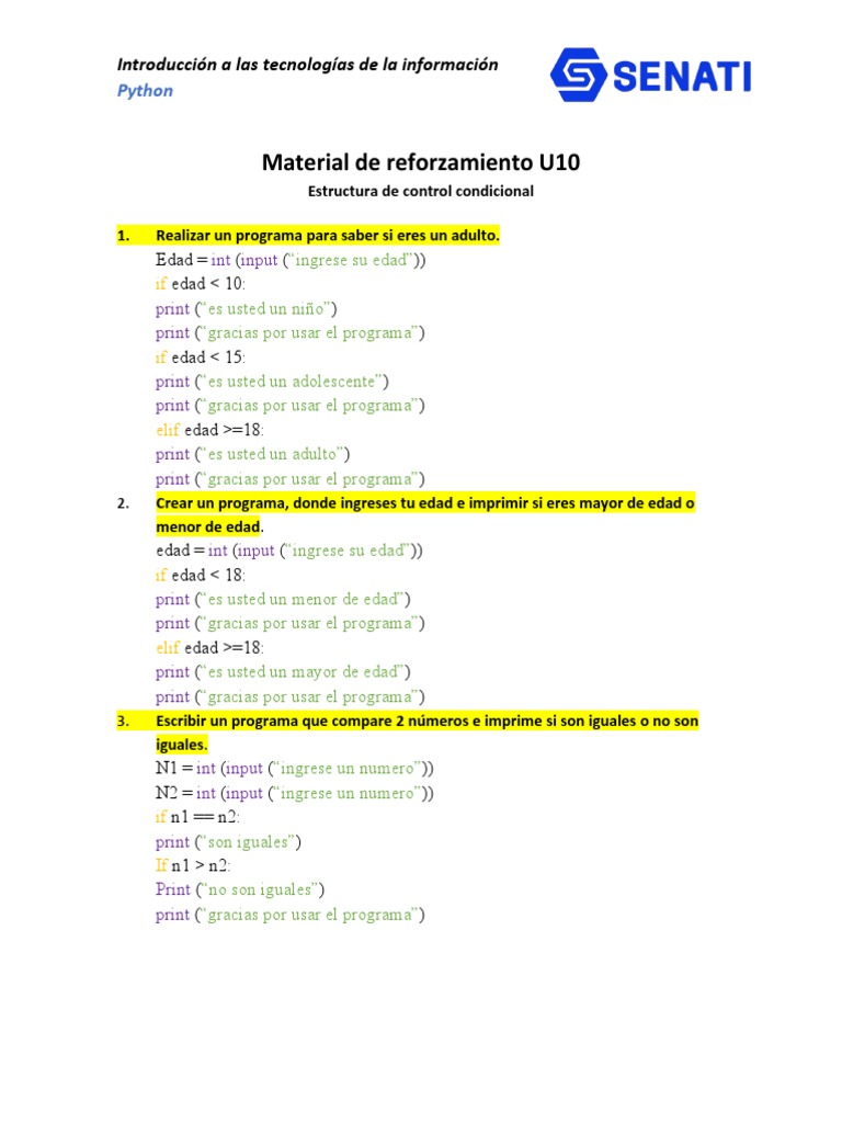 Material de Reforzamiento U10 | PDF | Python (lenguaje de programación)