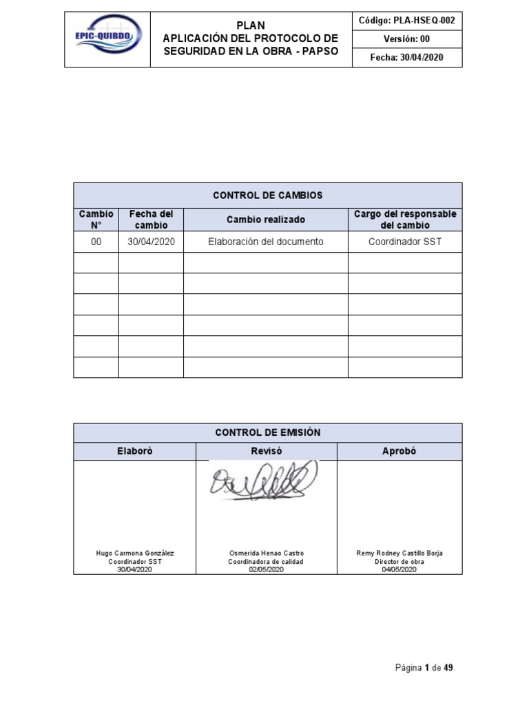 Pla-Hseq-002 Papso - Protocolo de Actividades Epic Quibdo Revision | PDF
