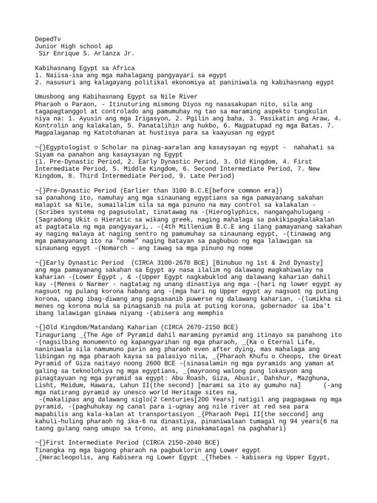 Apnotes Egyptkabihasnan 9periods | PDF
