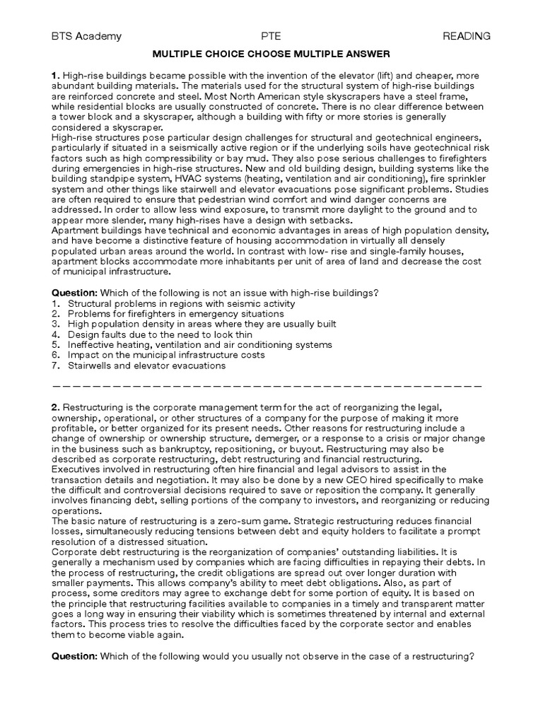 Multiple Choice Multiple | PDF | Restructuring Multiple Choice Multiple | PDF | Restructuring