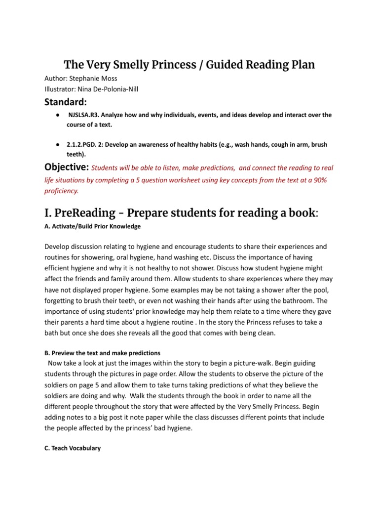 Guided Reading The Very Smelly Princess | PDF