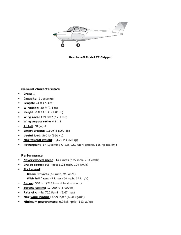 Beech Craft Model 77 Skipper | PDF