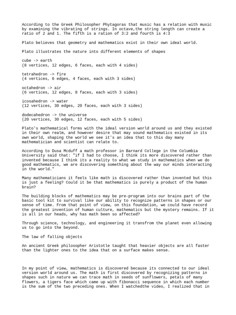 The Great Math Mystery Notes | PDF | Mathematics | Plato