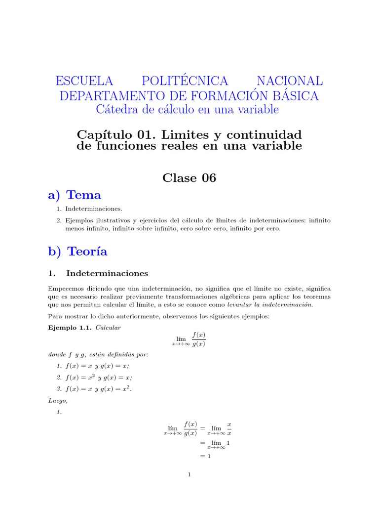 Clase 06 - (04a) | PDF | infinito | Función (Matemáticas)