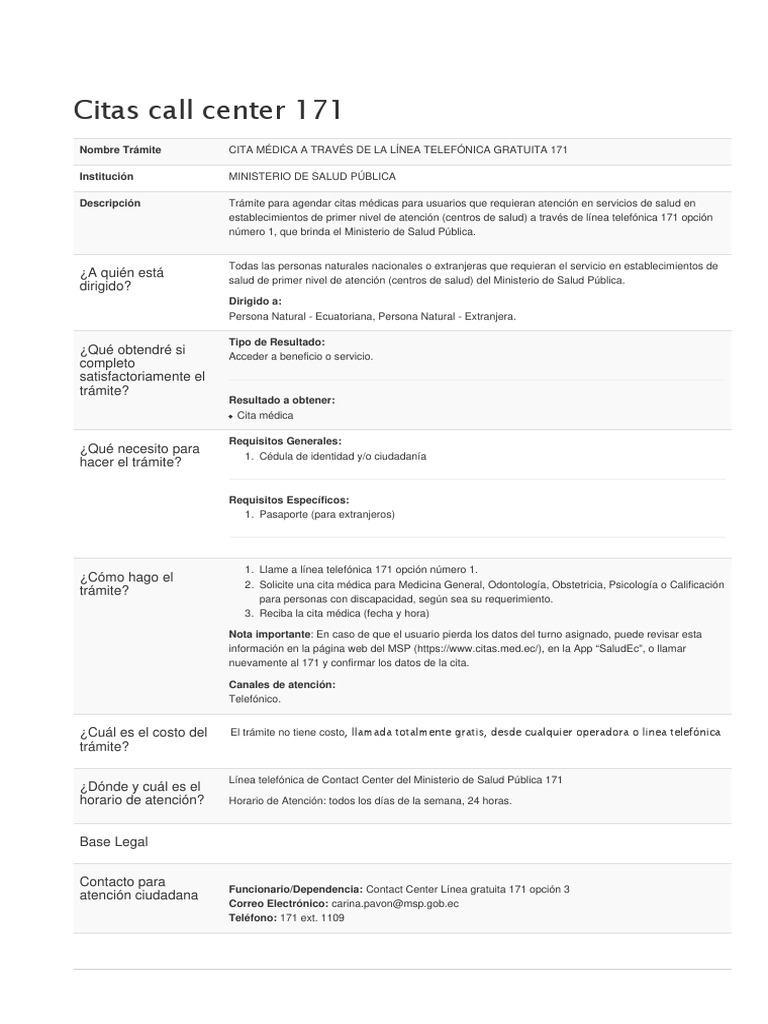Call Center 171 | PDF | Centro de llamadas