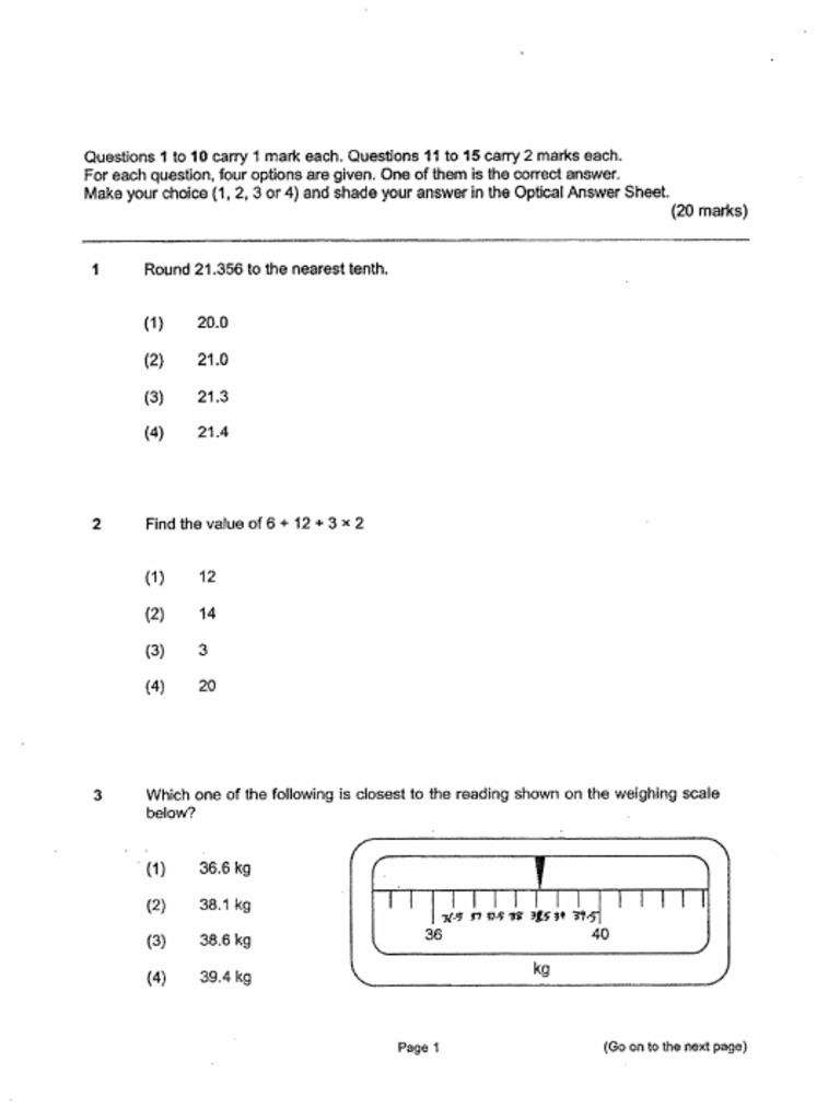 P6-Maths Preliminary Test | PDF