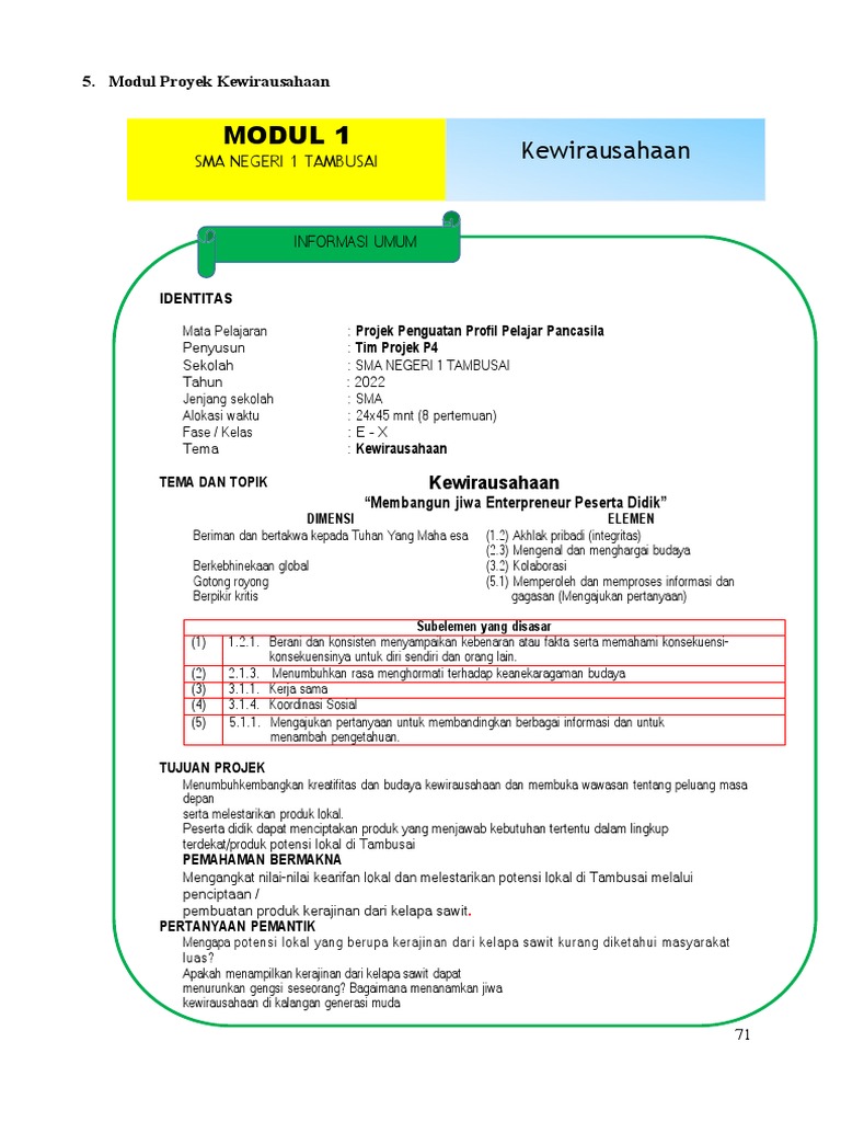 BAB IV MODUL 1 PROJEK KOSP 2022 A | PDF