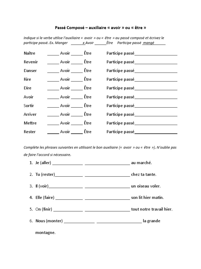 Passé Composé : Avoir ou Être ? | PDF