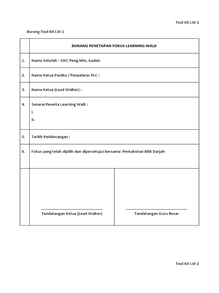 Learning Walk Observation Forms | PDF