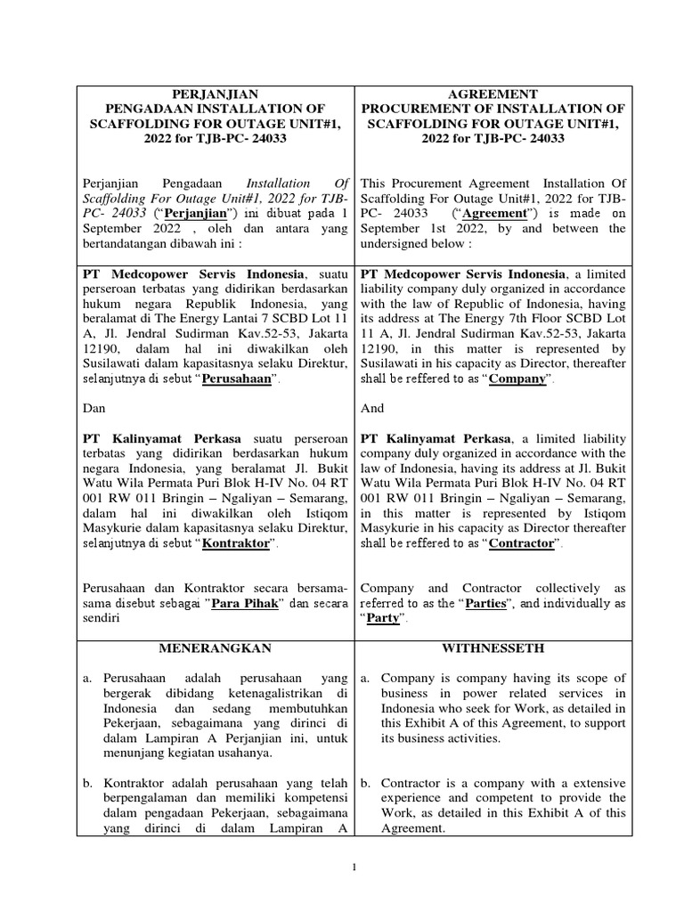 Standard Agreement MPI Final - 1 Sep 2022 - Surat Kuasa - Tandatangan ...