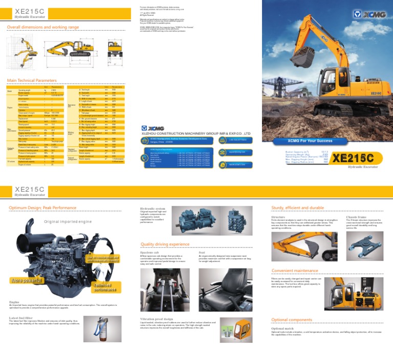 Brochure EXC - XCMG XE215C | PDF | Engines | Manufactured Goods