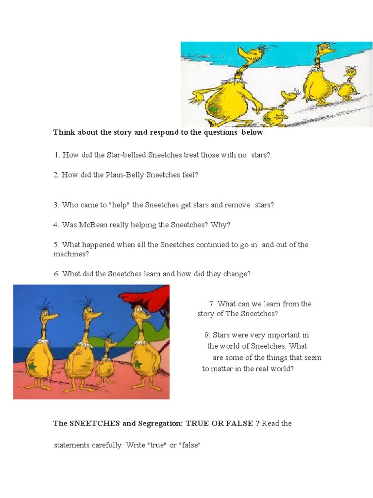 The Sneetches Activities | PDF