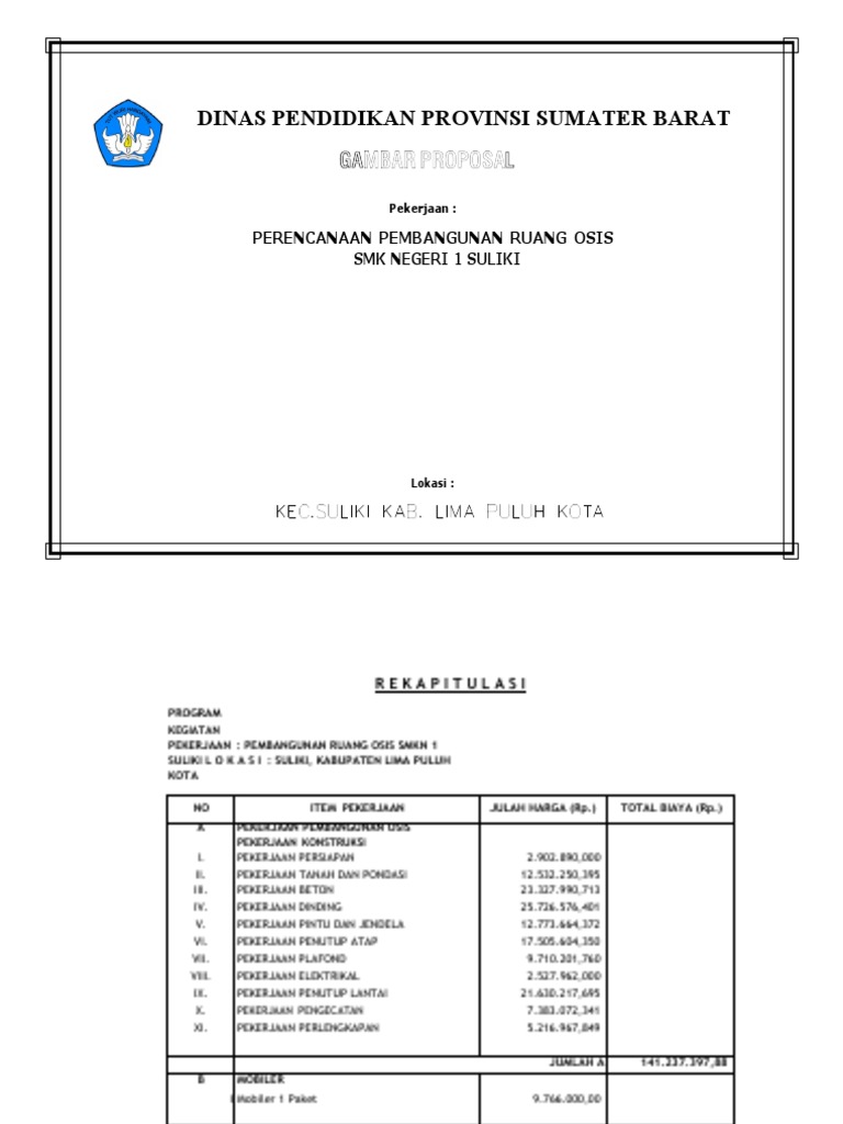 Rencana Pembangunan Ruang OSIS SMKN 1 | PDF | Sains & Matematika